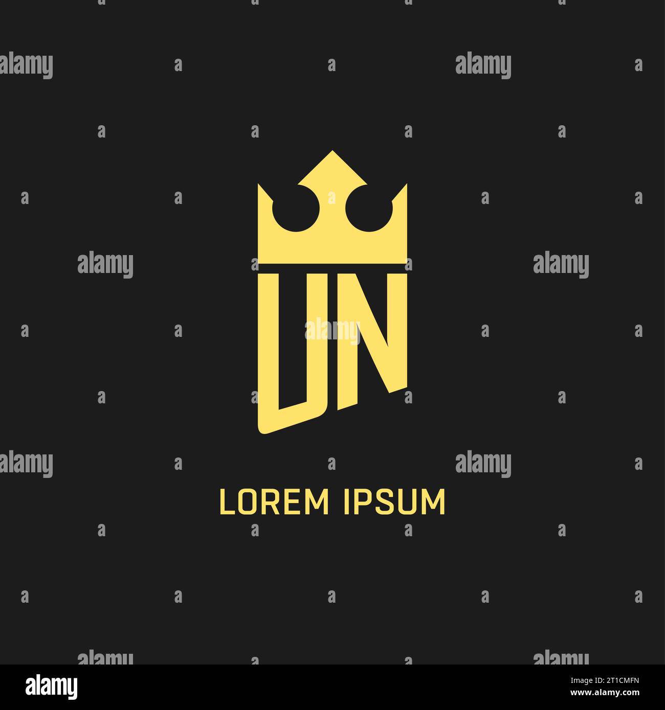 Monogram UN logo shield crown shape, elegant and luxury initial logo style vector graphic Stock ...