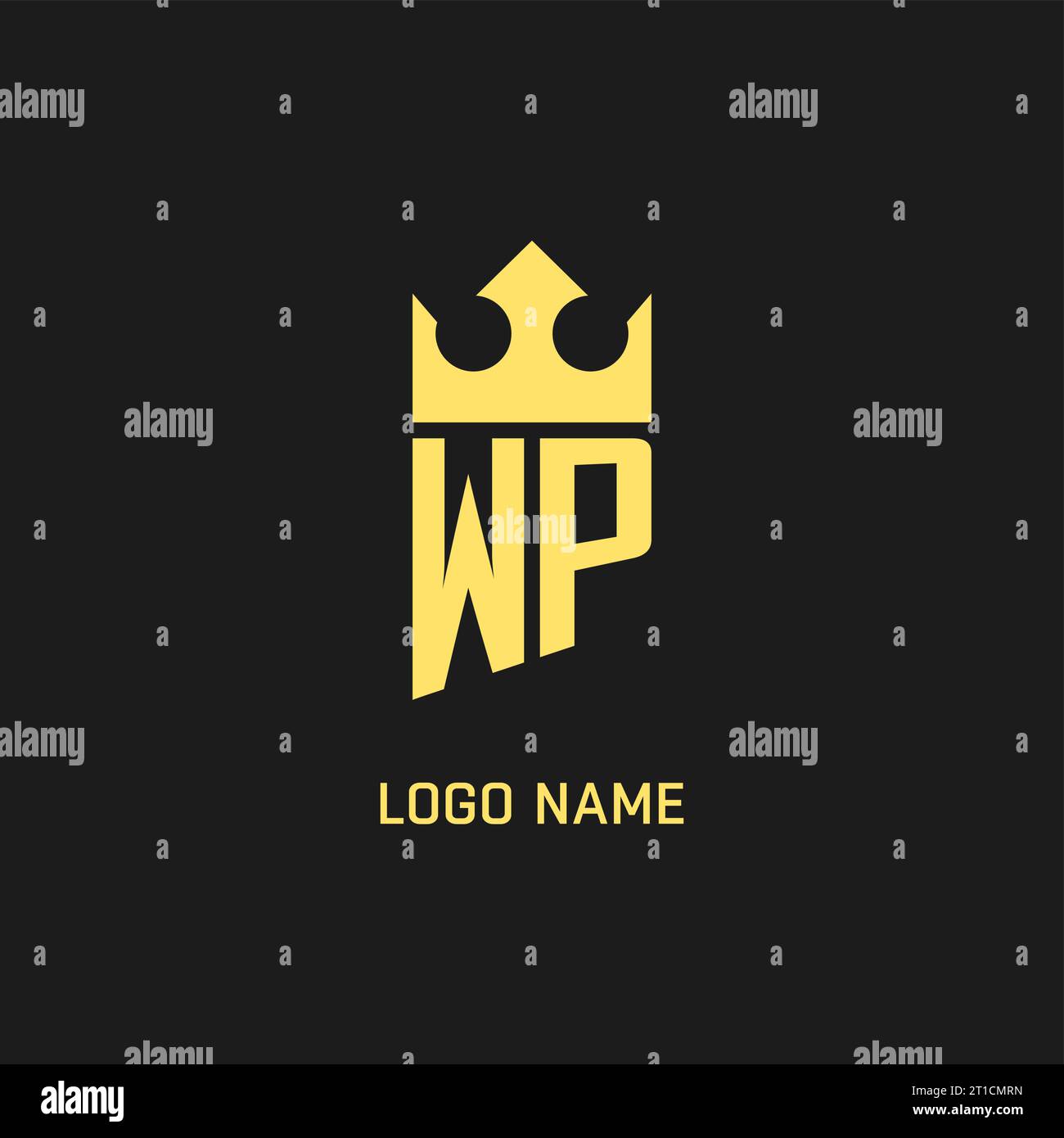 Monogram WP logo shield crown shape, elegant and luxury initial logo ...
