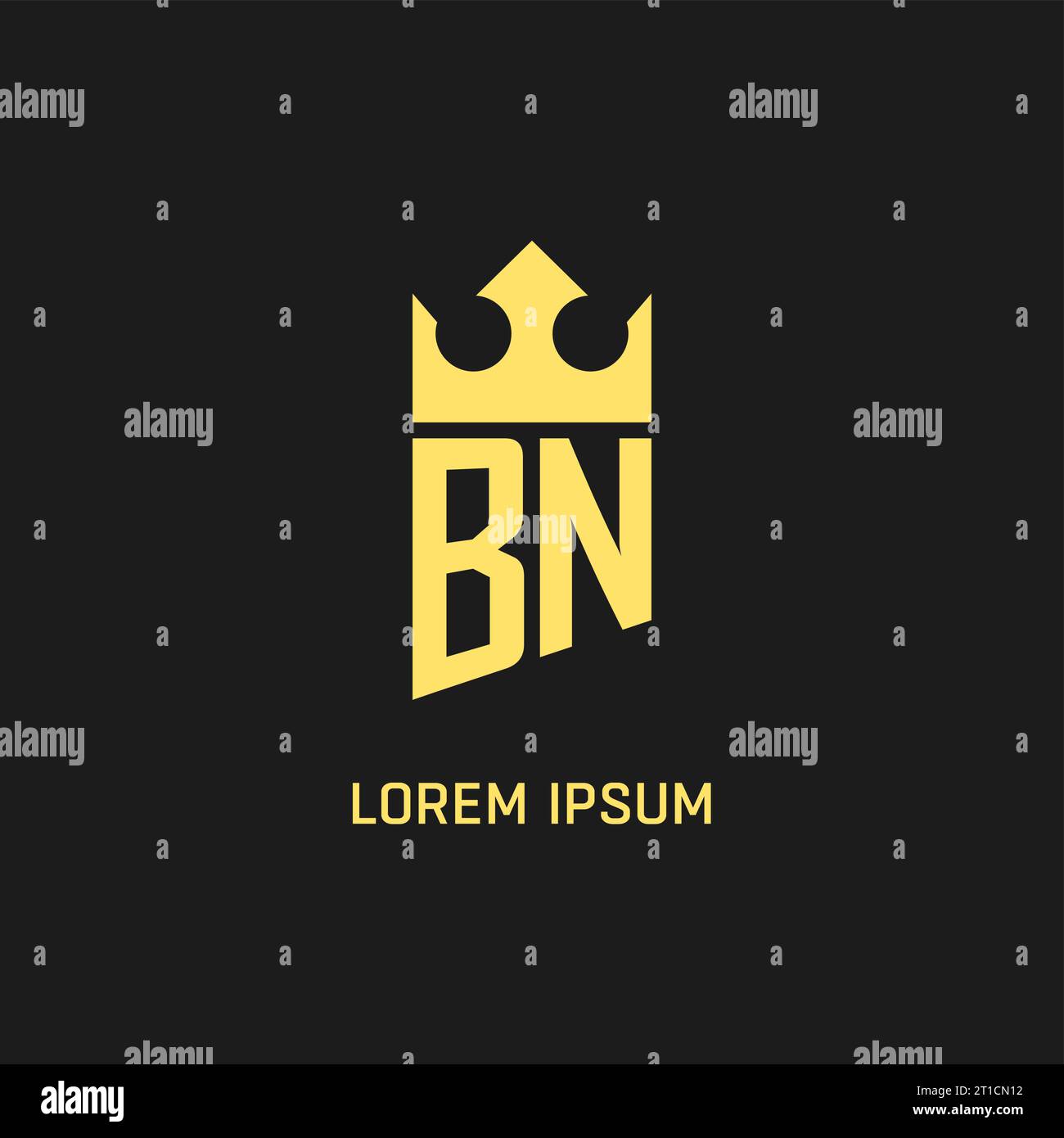 Monogram BN logo shield crown shape, elegant and luxury initial logo ...