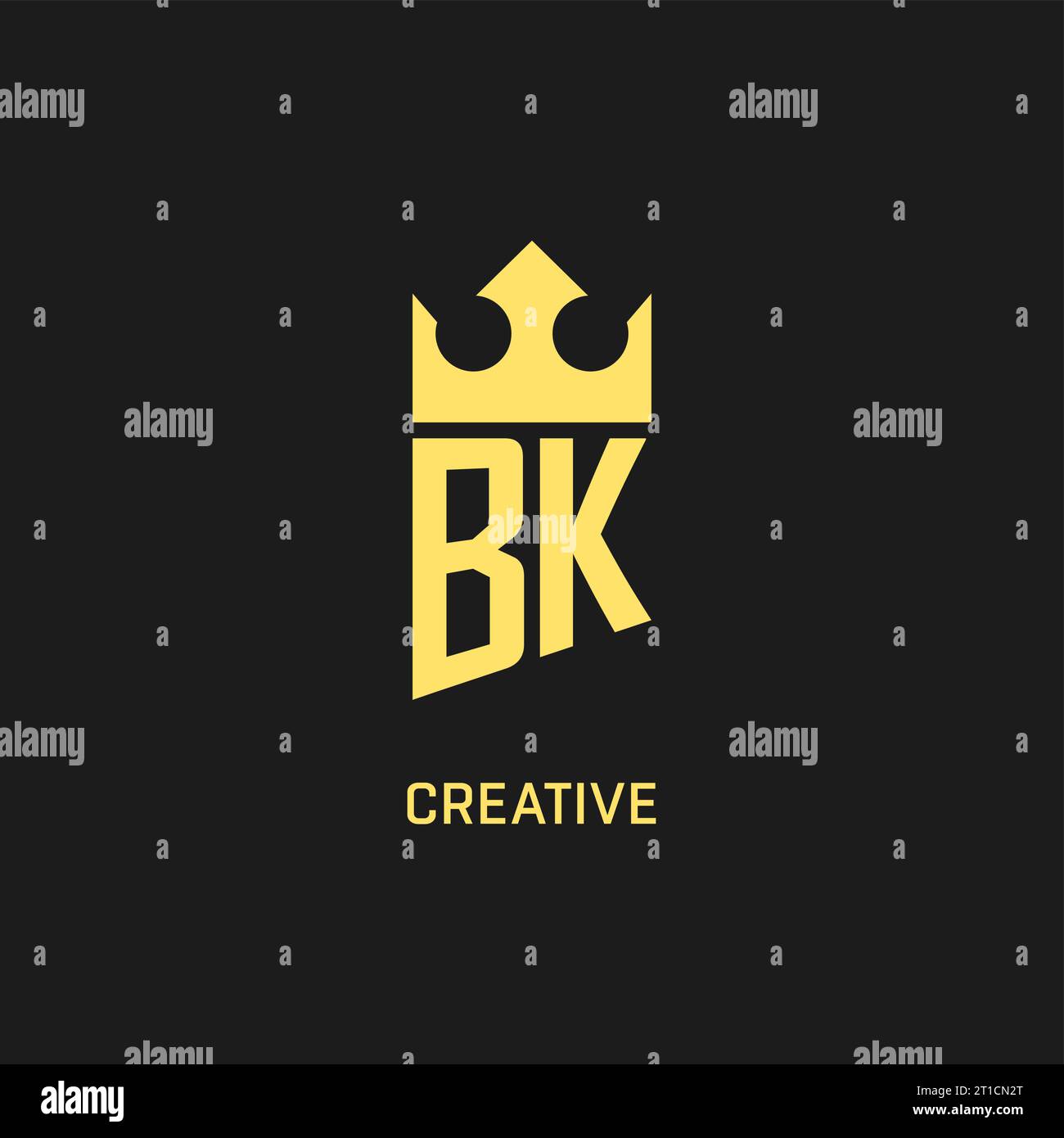Monogram BK logo shield crown shape, elegant and luxury initial logo style vector graphic Stock ...