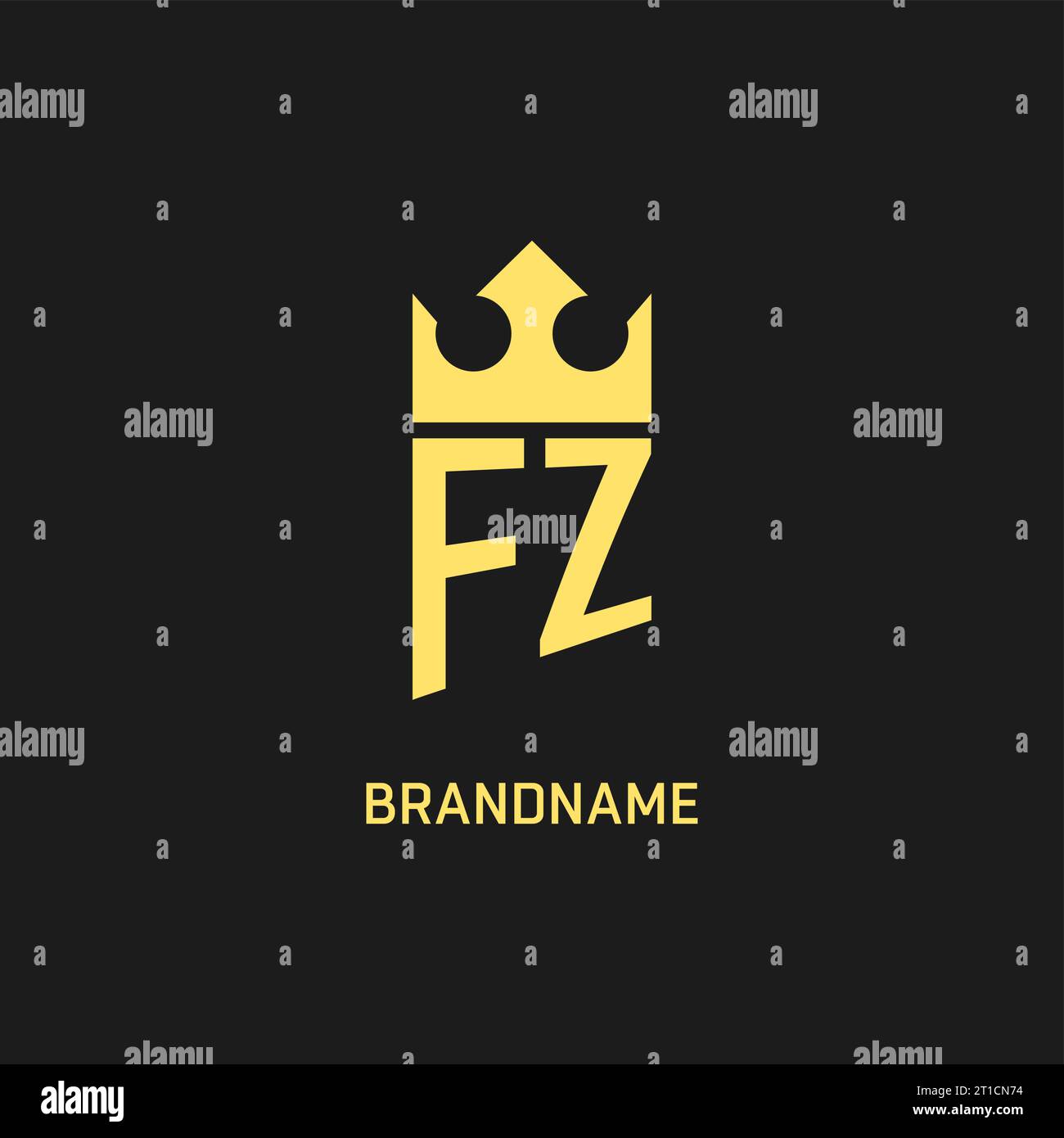 Monogram FZ logo shield crown shape, elegant and luxury initial logo style vector graphic Stock ...