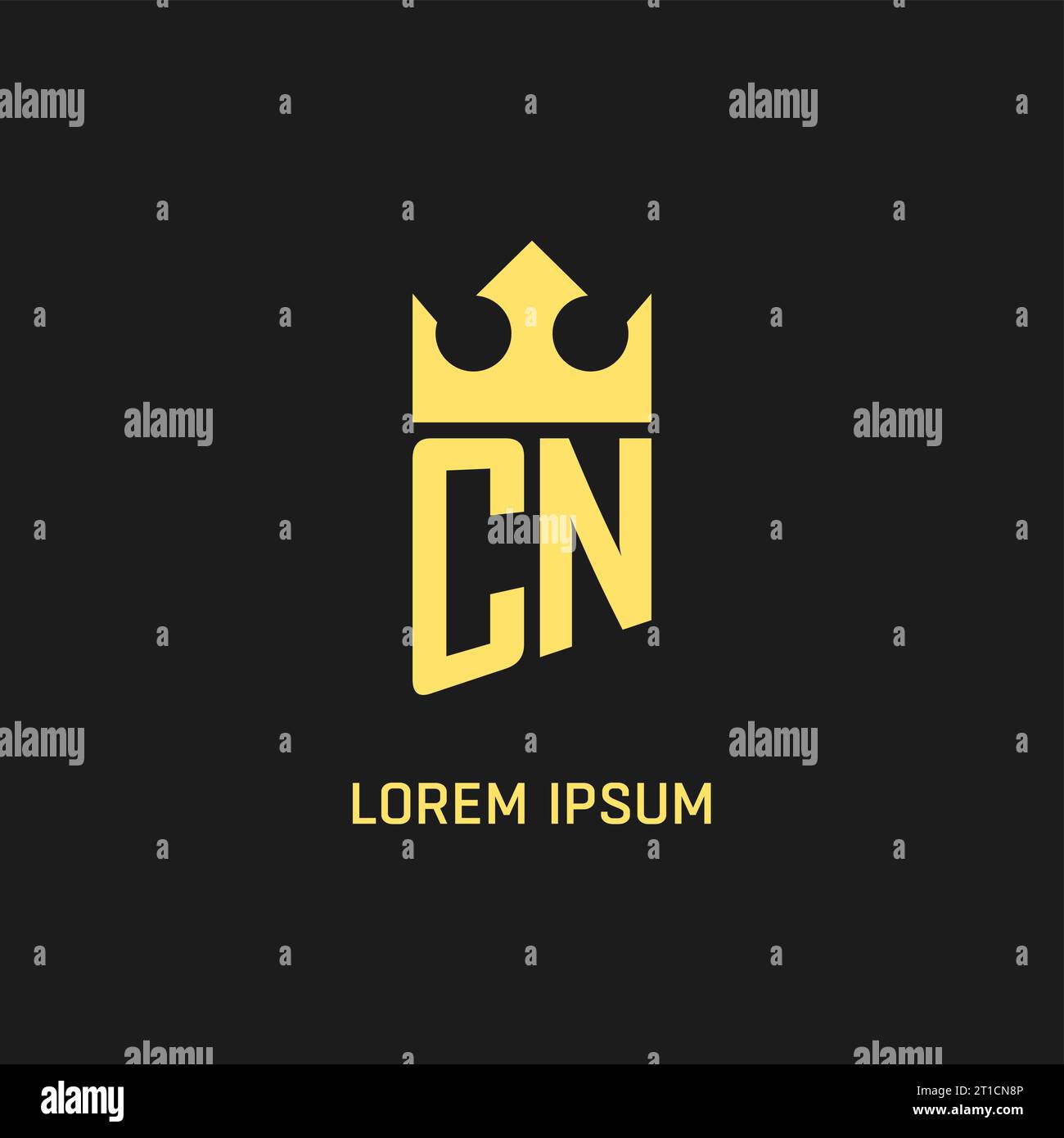 Monogram CN logo shield crown shape, elegant and luxury initial logo style vector graphic Stock ...