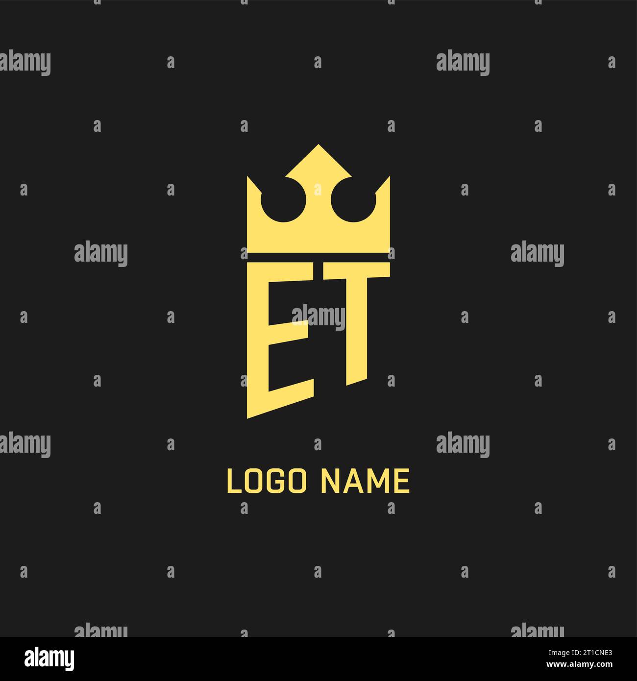 Monogram ET logo shield crown shape, elegant and luxury initial logo ...