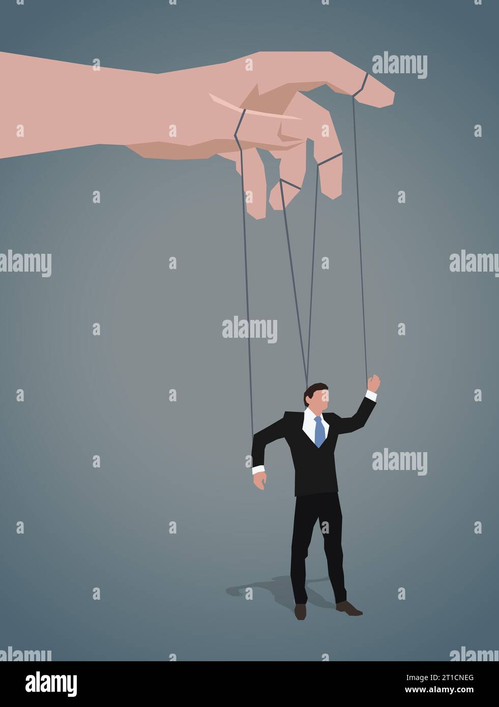Puppeteer hands controlling puppets, manipulator concept. Employer ...