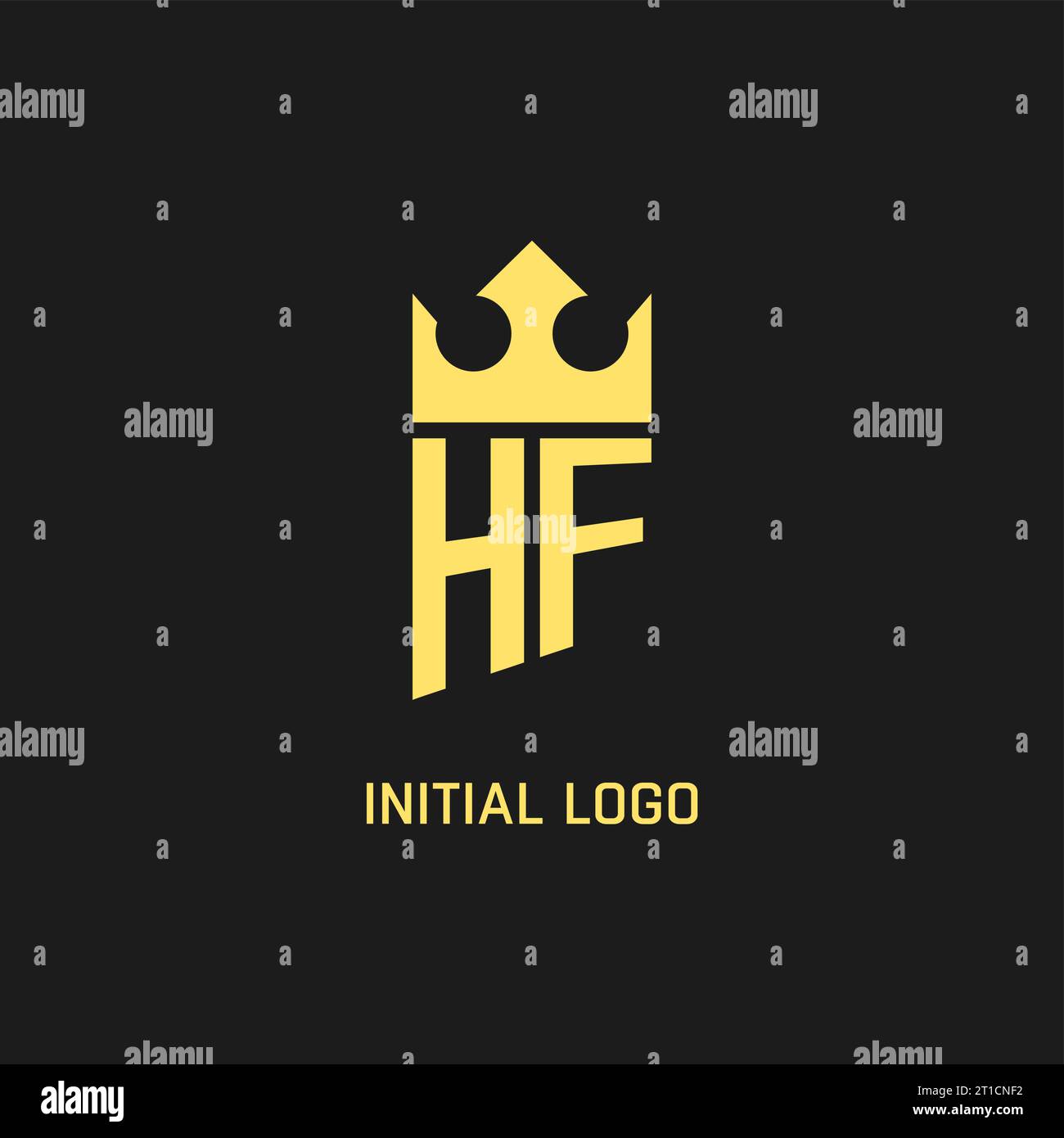 Monogram HF logo shield crown shape, elegant and luxury initial logo ...