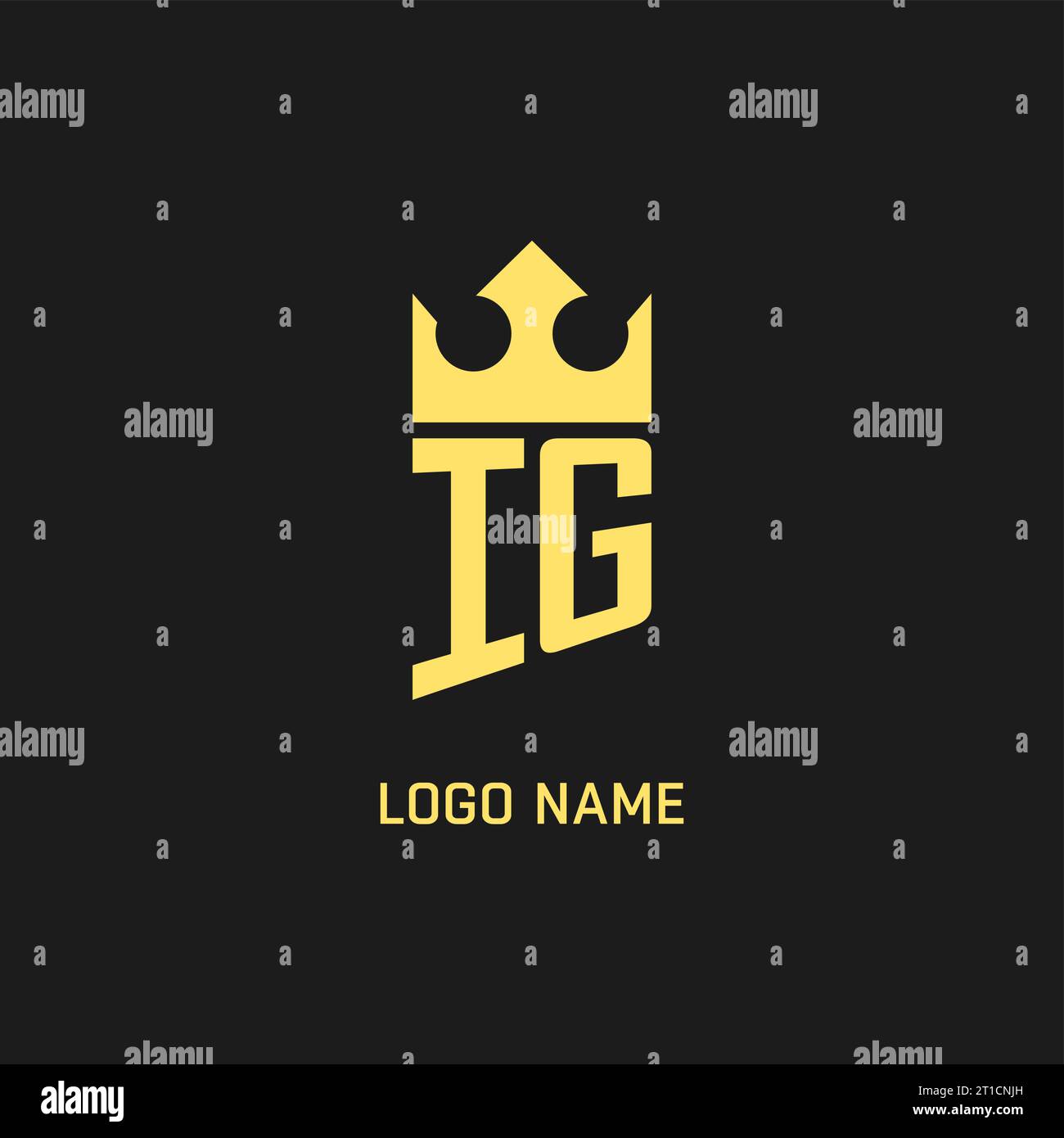 Monogram IG logo shield crown shape, elegant and luxury initial logo style vector graphic Stock ...