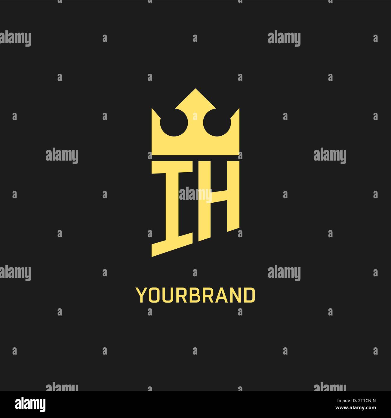 Monogram IH logo shield crown shape, elegant and luxury initial logo style vector graphic Stock ...