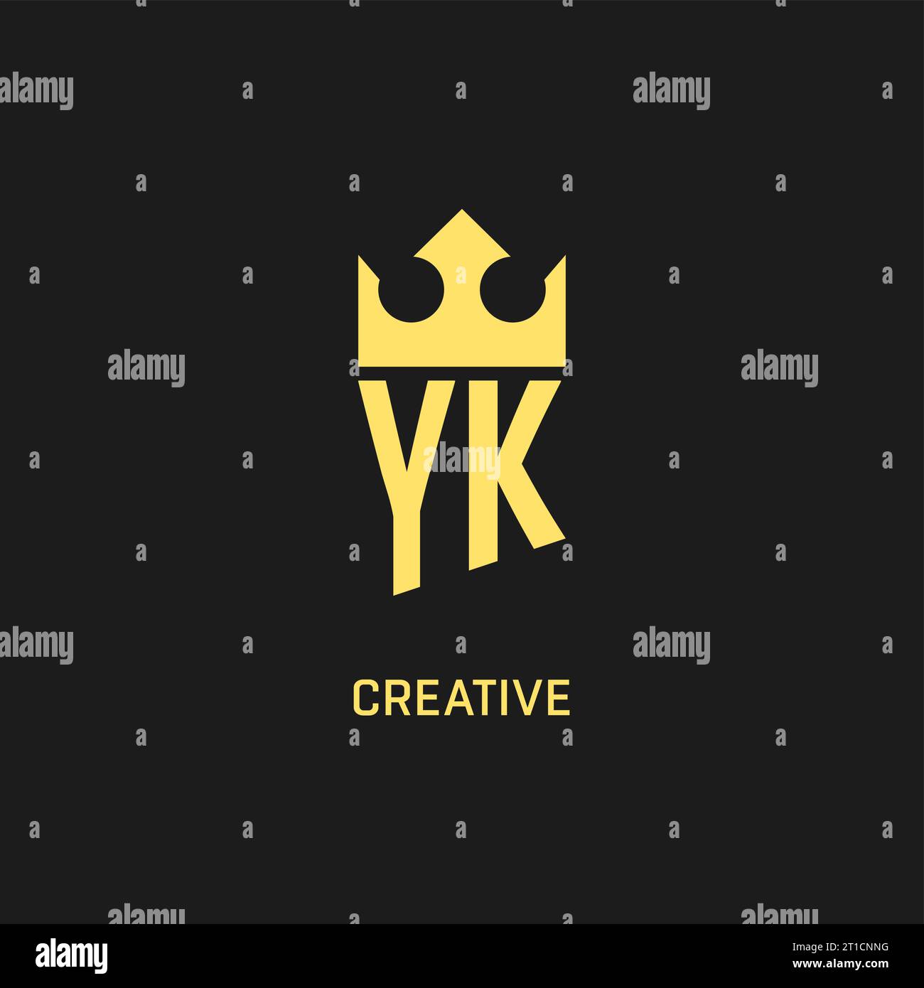 Monogram YK logo shield crown shape, elegant and luxury initial logo style vector graphic Stock ...