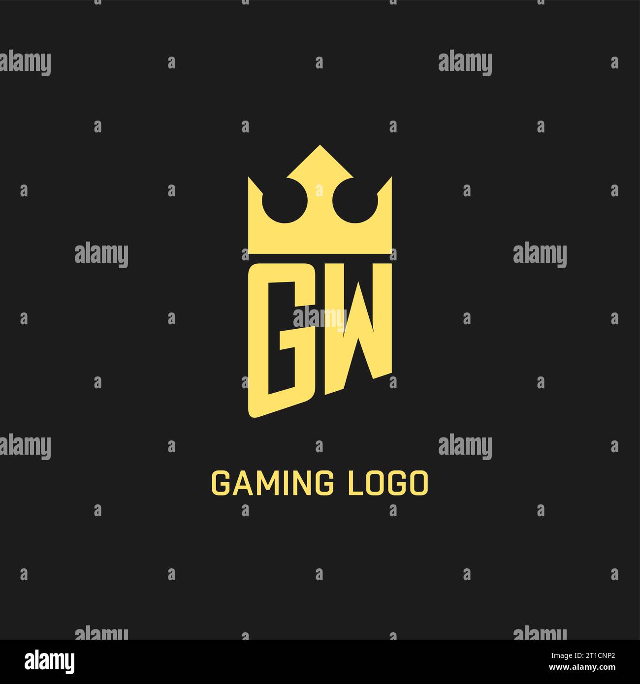 Monogram GW logo shield crown shape, elegant and luxury initial logo ...