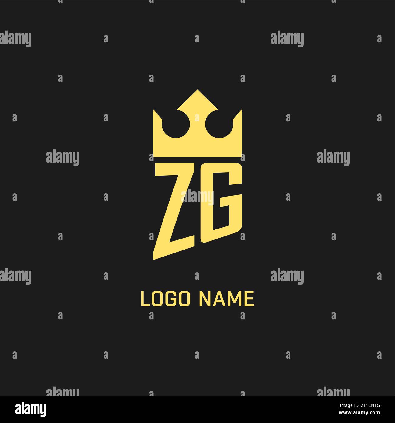 Monogram ZG logo shield crown shape, elegant and luxury initial logo style vector graphic Stock ...