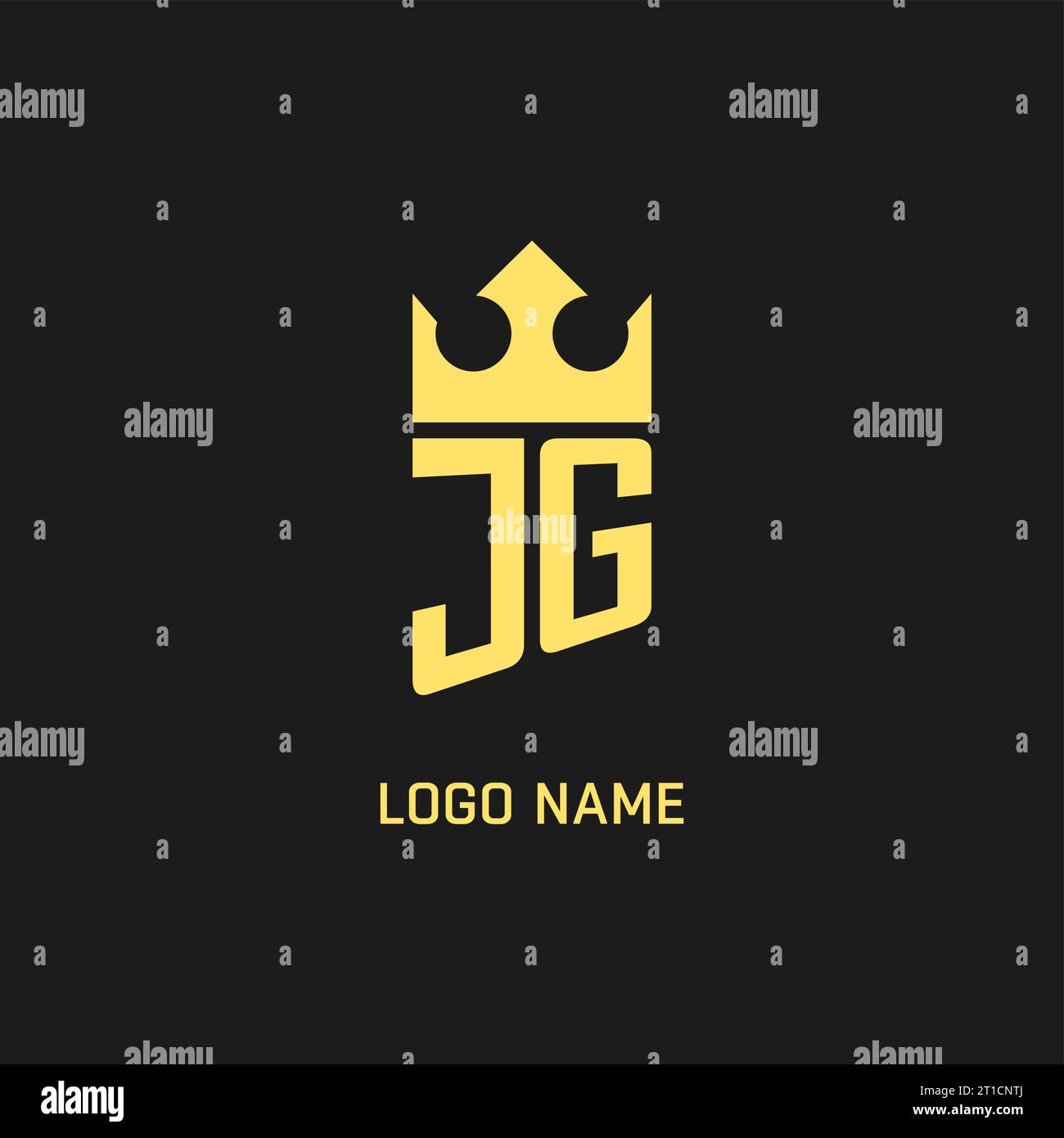Monogram JG logo shield crown shape, elegant and luxury initial logo style vector graphic Stock ...