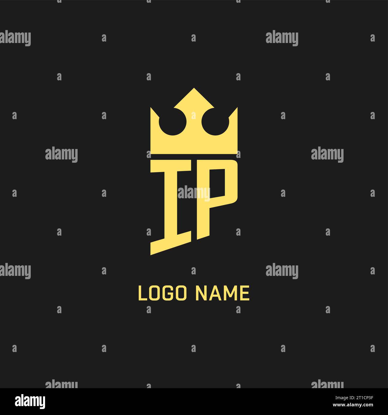 Monogram IP logo shield crown shape, elegant and luxury initial logo ...