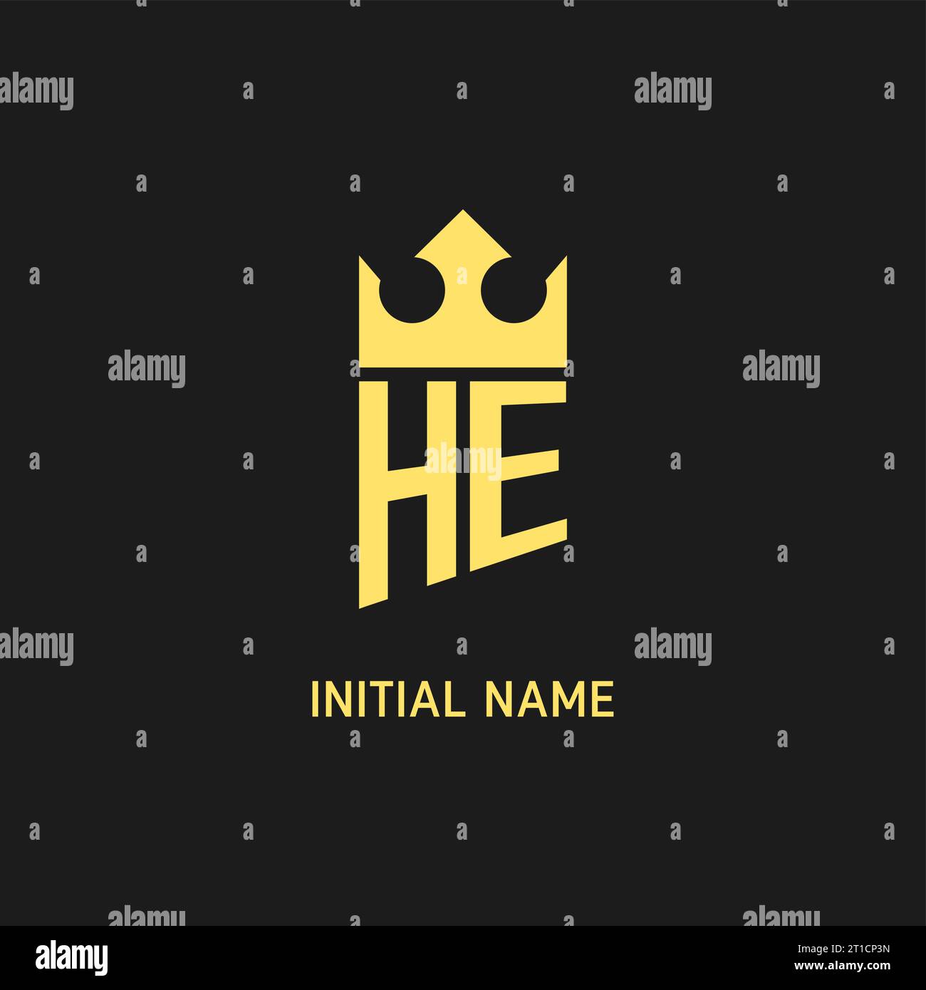 Monogram HE logo shield crown shape, elegant and luxury initial logo ...