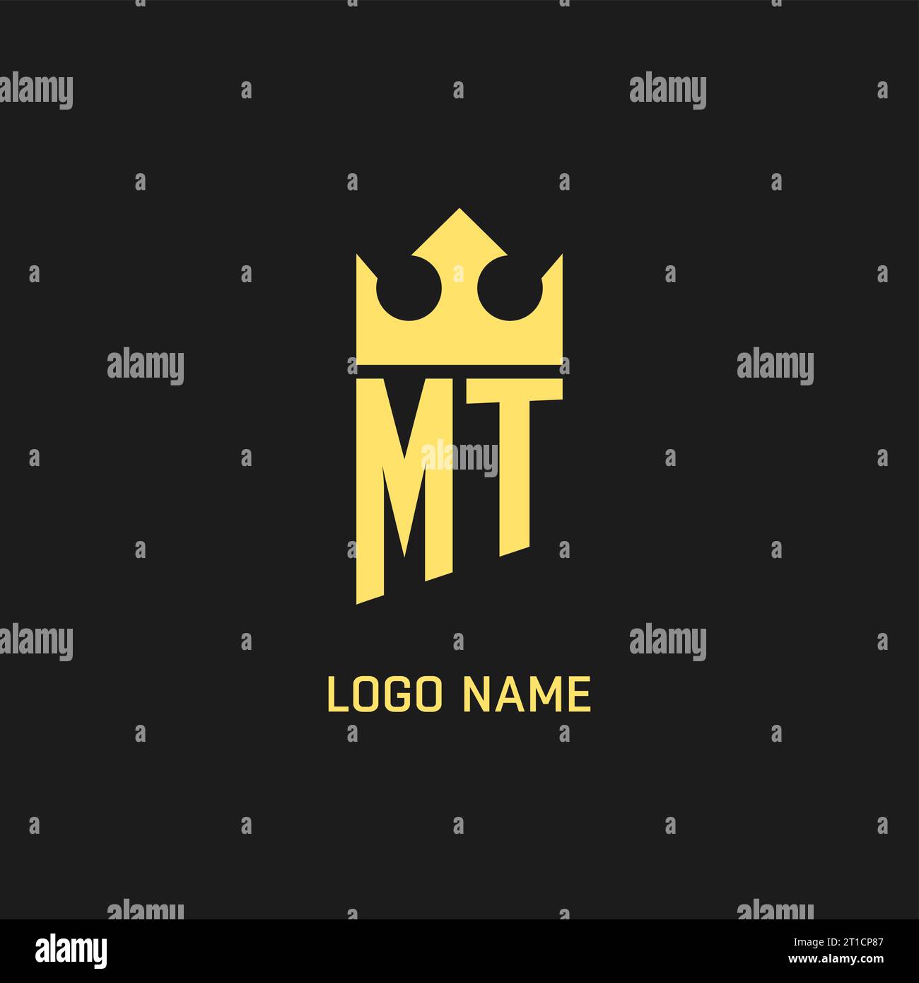 Monogram MT logo shield crown shape, elegant and luxury initial logo style vector graphic Stock ...