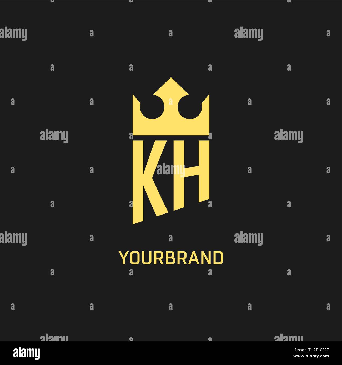 Monogram KH logo shield crown shape, elegant and luxury initial logo style vector graphic Stock ...