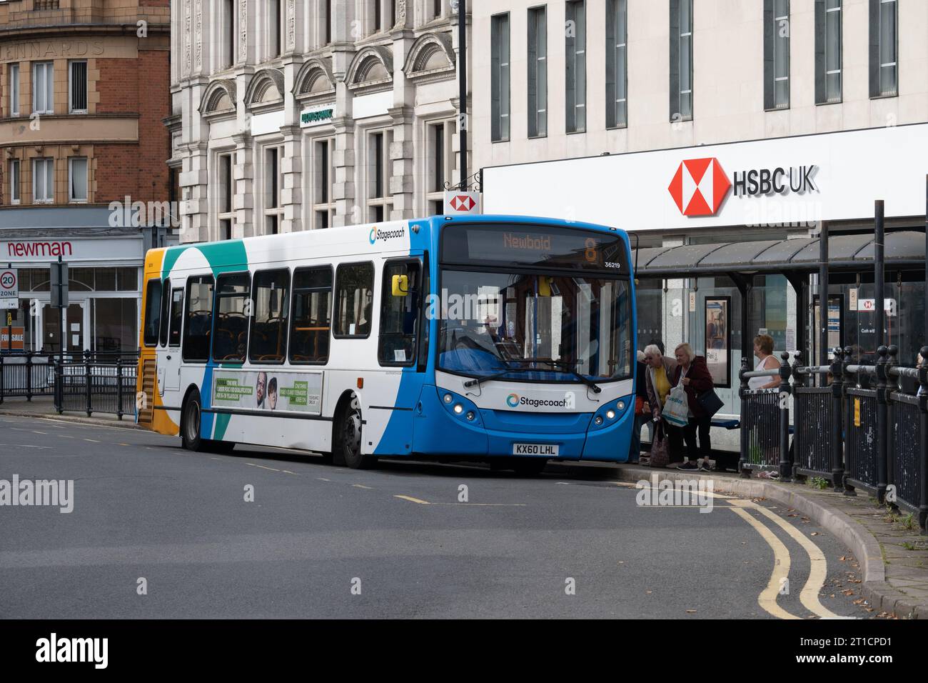 Stagecoach No. 8 bus service, Rugby town centre, Warwickshire, England ...
