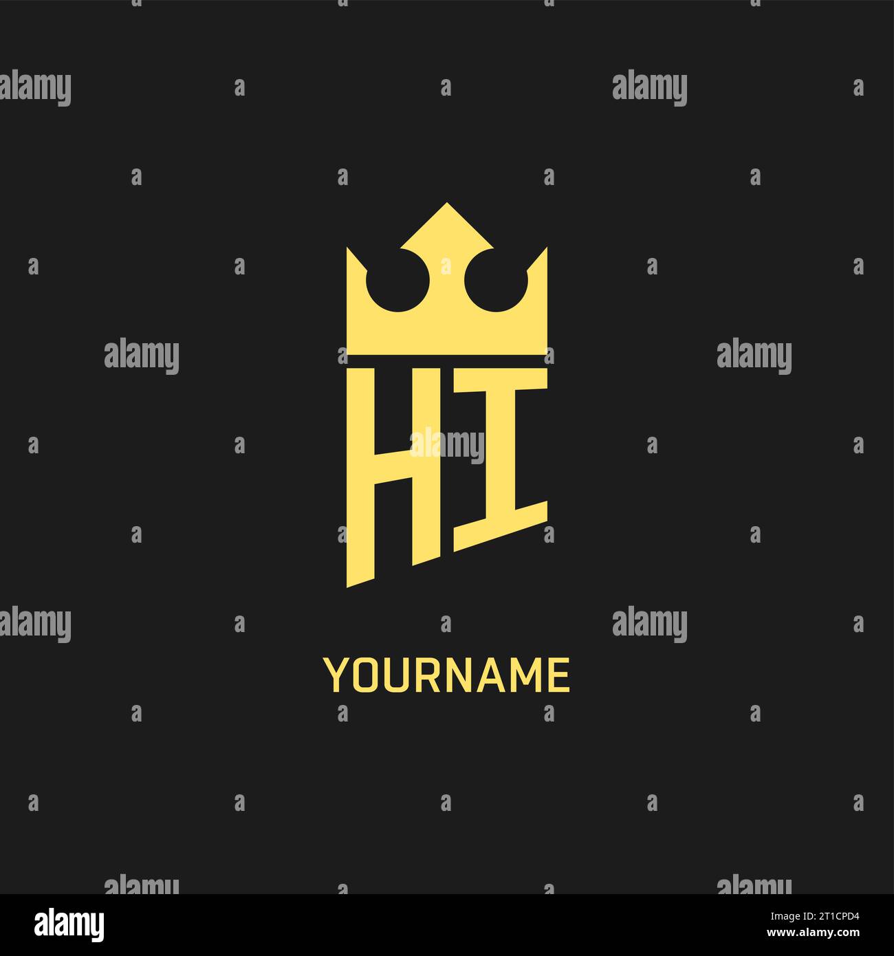 Monogram HI logo shield crown shape, elegant and luxury initial logo ...