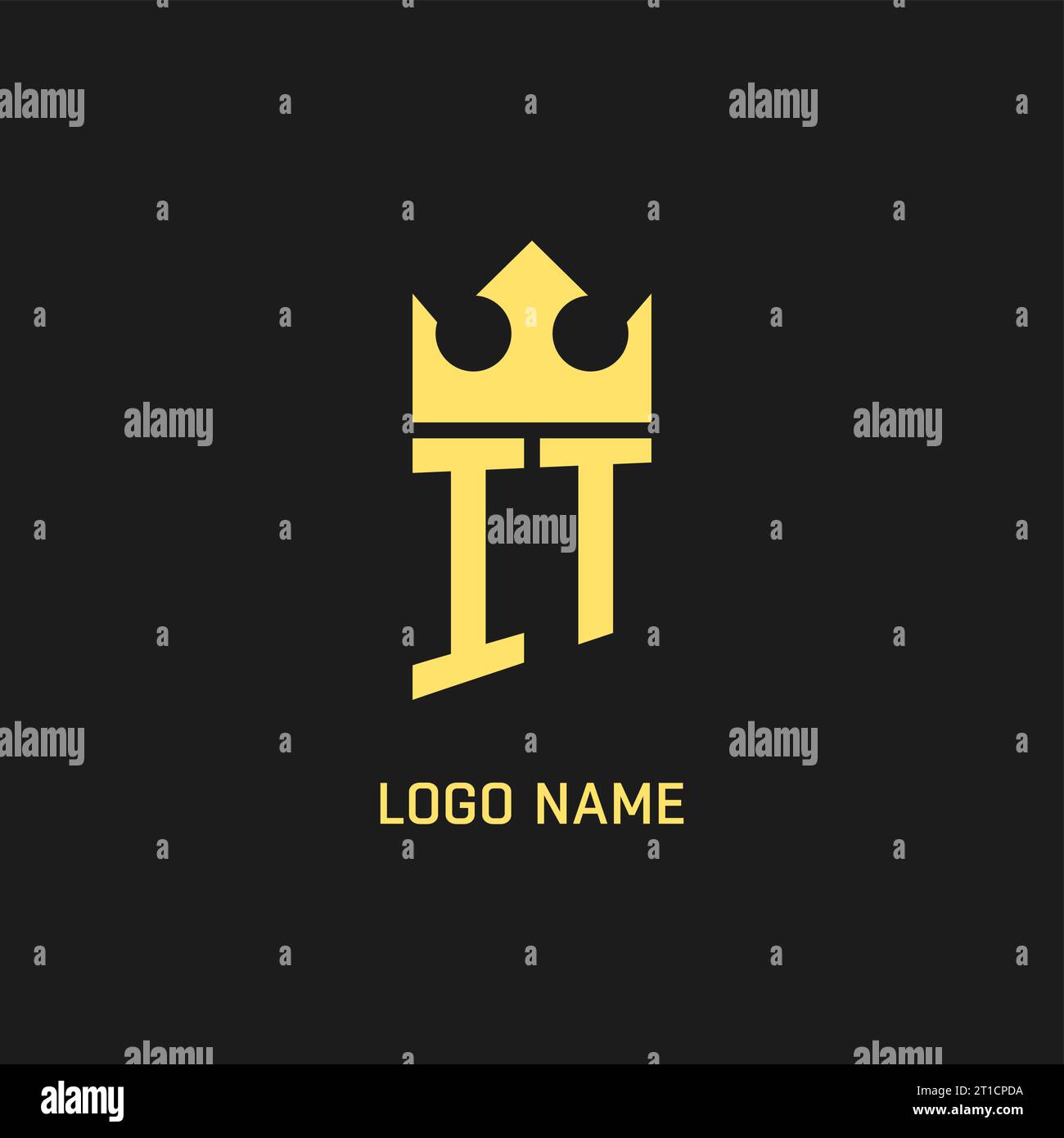 Monogram IT logo shield crown shape, elegant and luxury initial logo ...