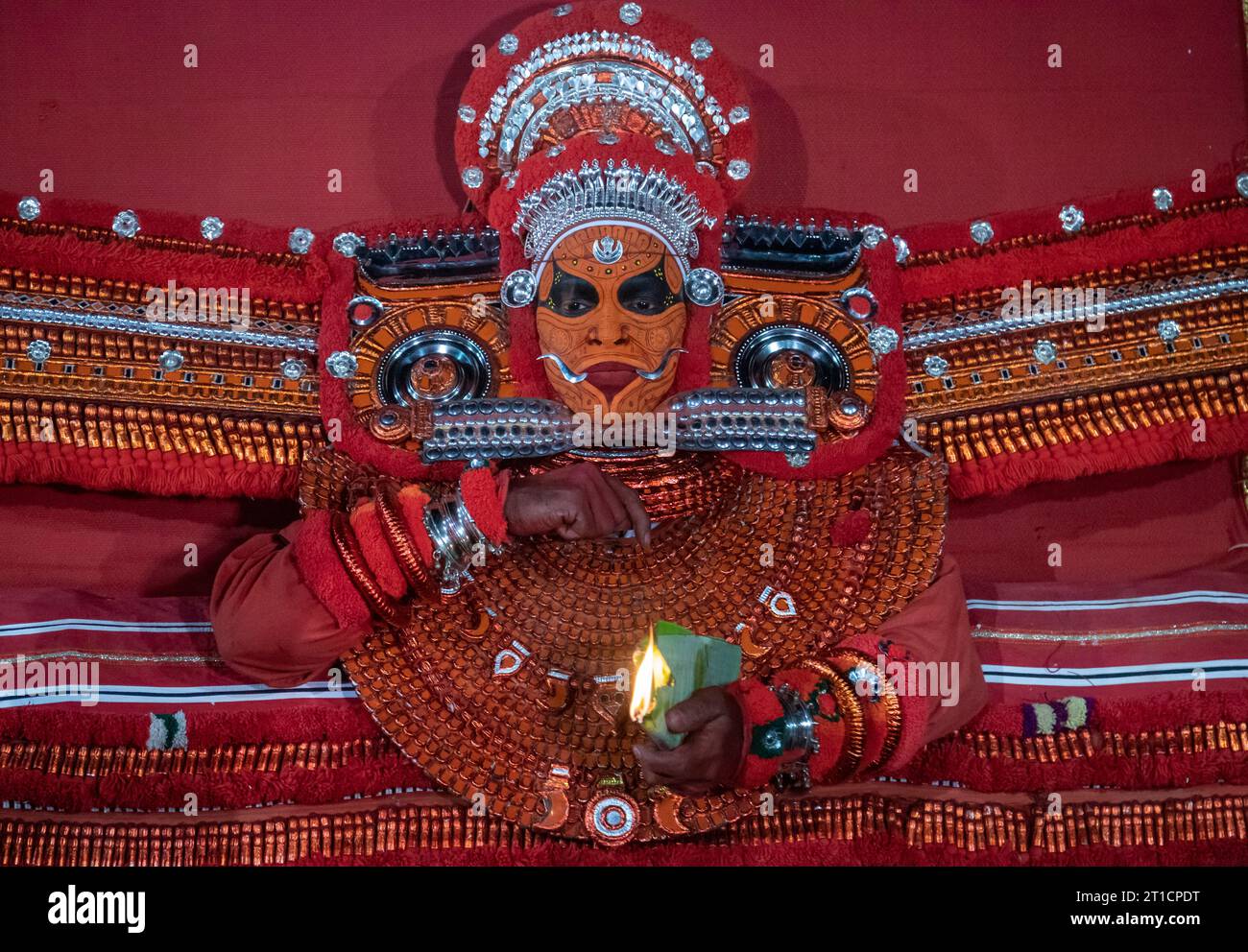 26th October 2019, Kannur, Kerala. A Theyyam artist performs the ritual ...