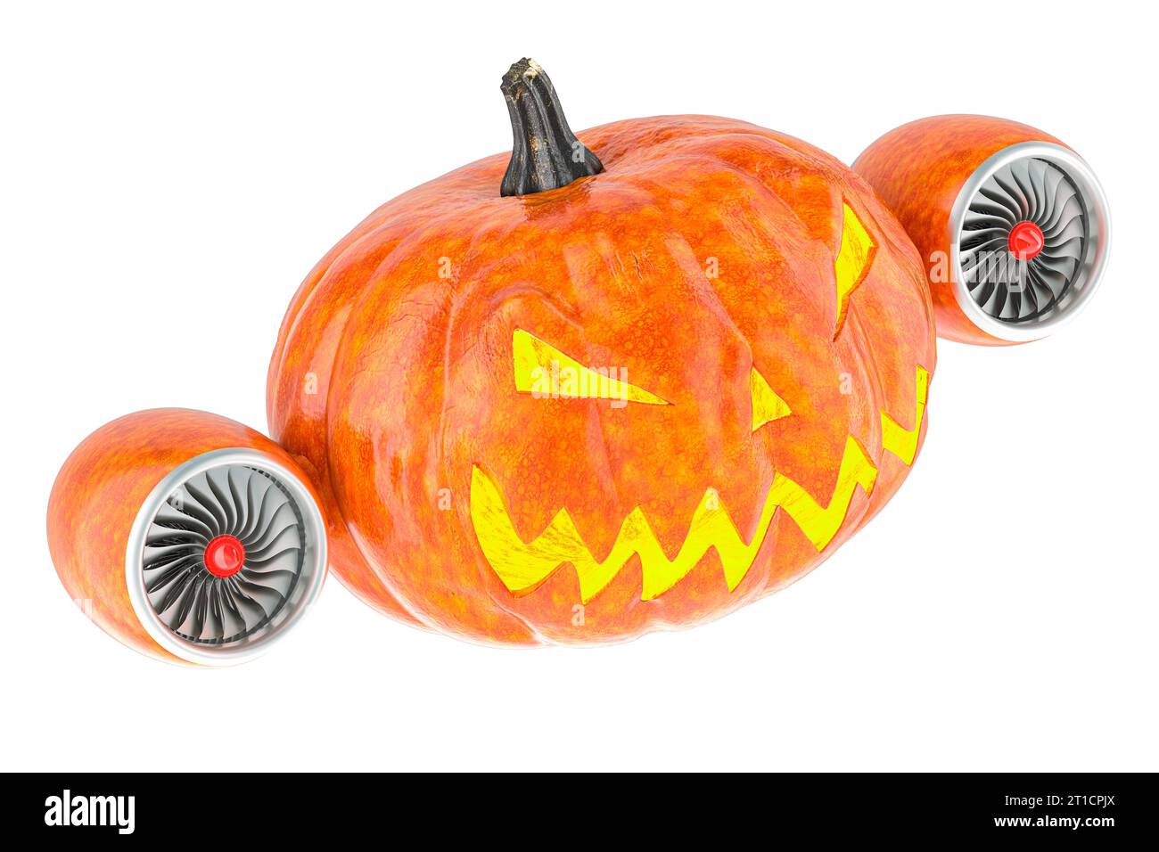 Halloween Pumpkin with jet engine, 3D rendering isolated on white ...