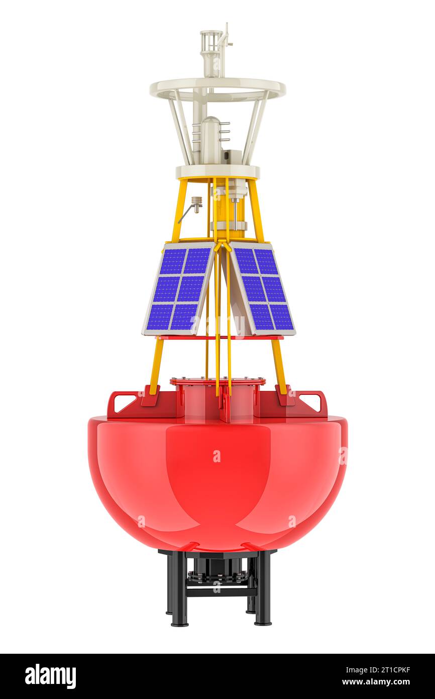 Weather buoy, navigation or meteorological buoy. 3D rendering isolated ...