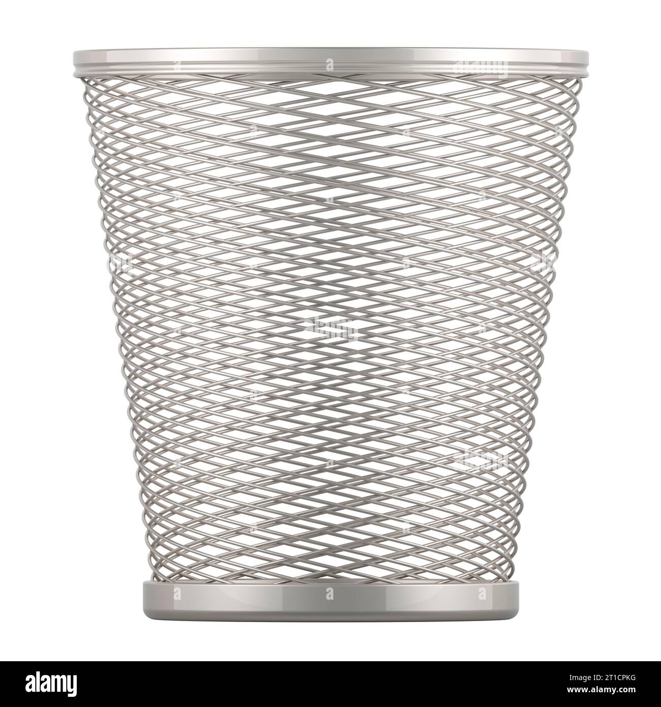 Waste Paper Basket from Metal Mesh, 3D rendering isolated on white ...