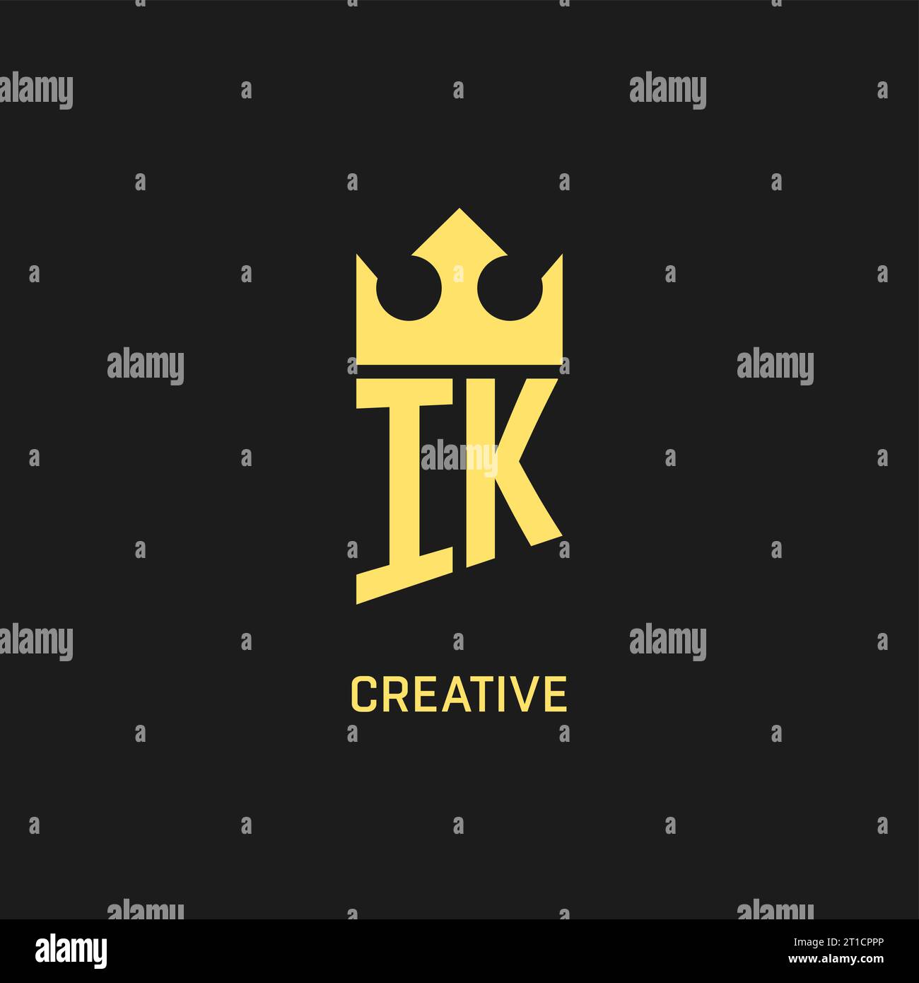 Monogram IK logo shield crown shape, elegant and luxury initial logo ...