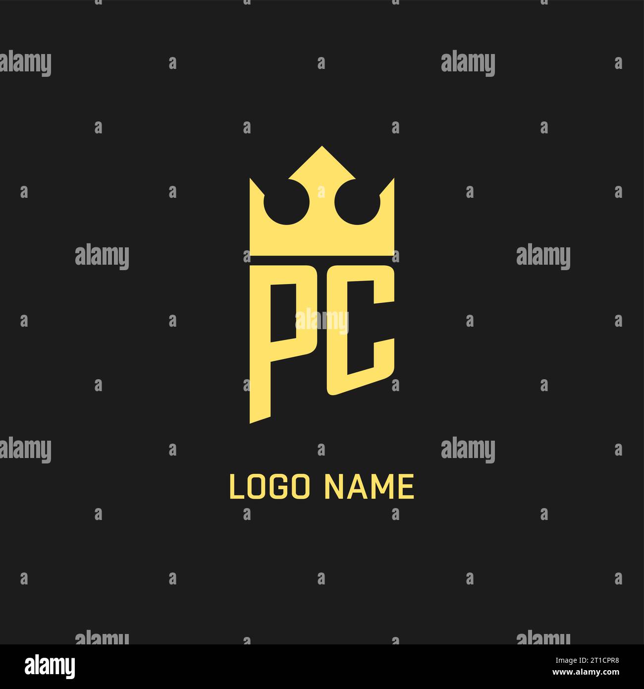 Monogram PC logo shield crown shape, elegant and luxury initial logo ...