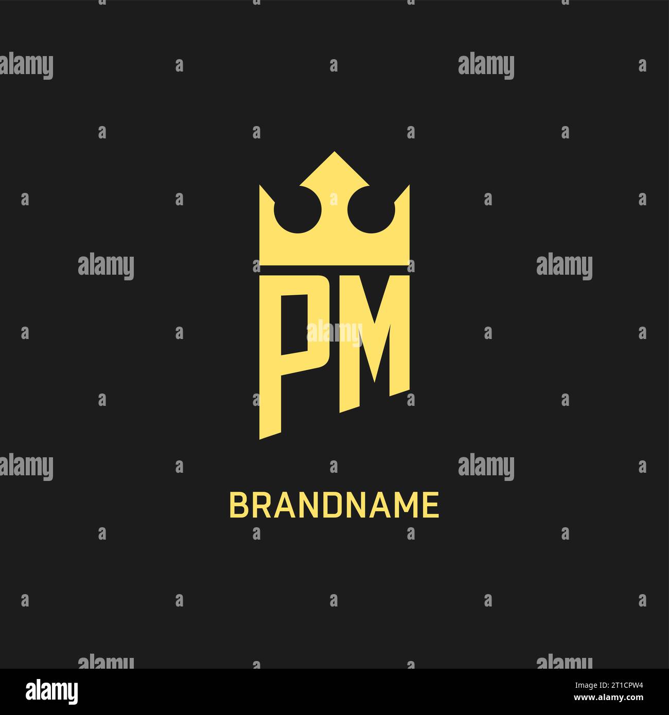 Monogram PM logo shield crown shape, elegant and luxury initial logo ...