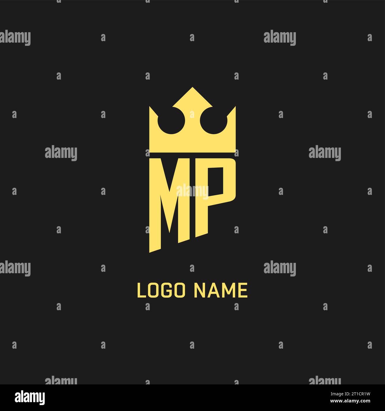 Monogram MP logo shield crown shape, elegant and luxury initial logo style vector graphic Stock ...