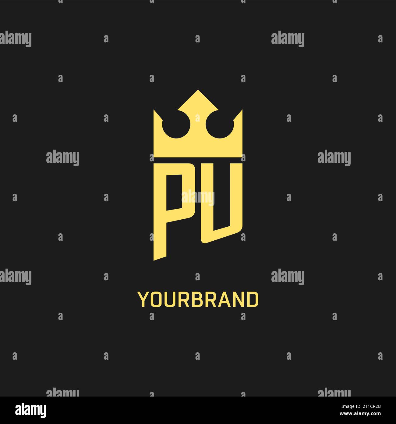 Monogram PU logo shield crown shape, elegant and luxury initial logo ...