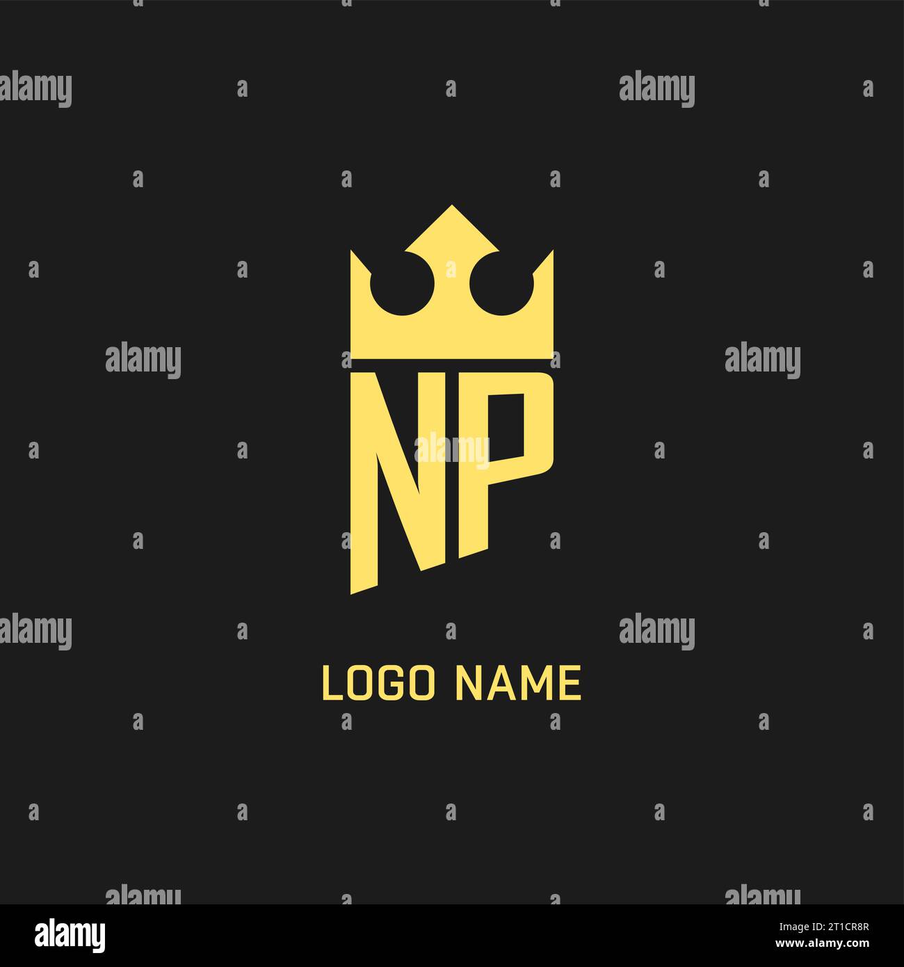 Monogram NP logo shield crown shape, elegant and luxury initial logo ...