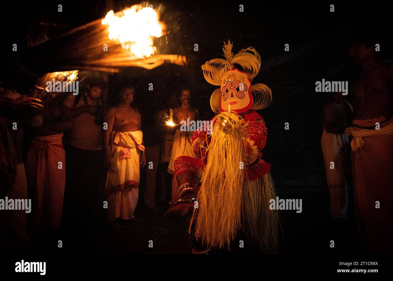 26th October 2019, Kannur, Kerala. A Theyyam artist performs the ritual ...