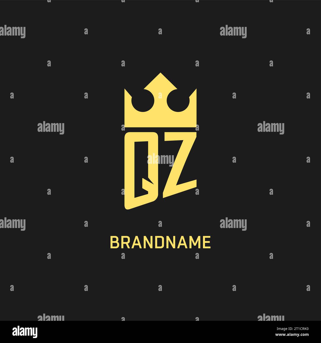 Monogram QZ logo shield crown shape, elegant and luxury initial logo ...
