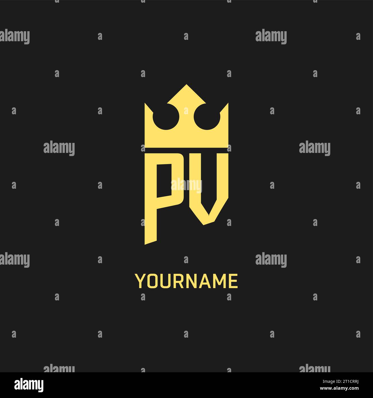Monogram PV logo shield crown shape, elegant and luxury initial logo style vector graphic Stock ...