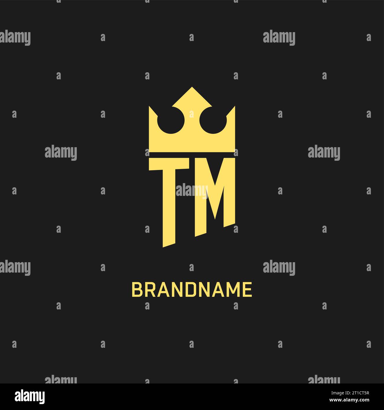 Monogram TM logo shield crown shape, elegant and luxury initial logo style vector graphic Stock ...