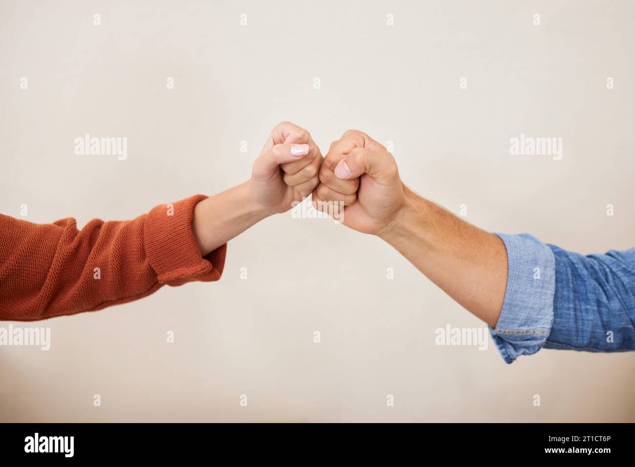 Fist bump, partnership and hands, people in a team with support, celebration and hello, success ...