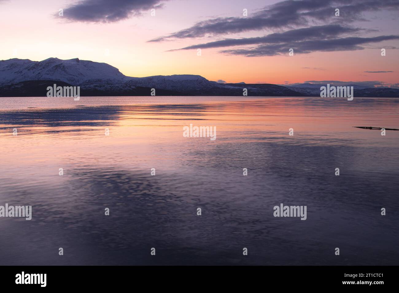 Golden Hour Sunset Along The Norwegian Fjord Stock Photo - Alamy