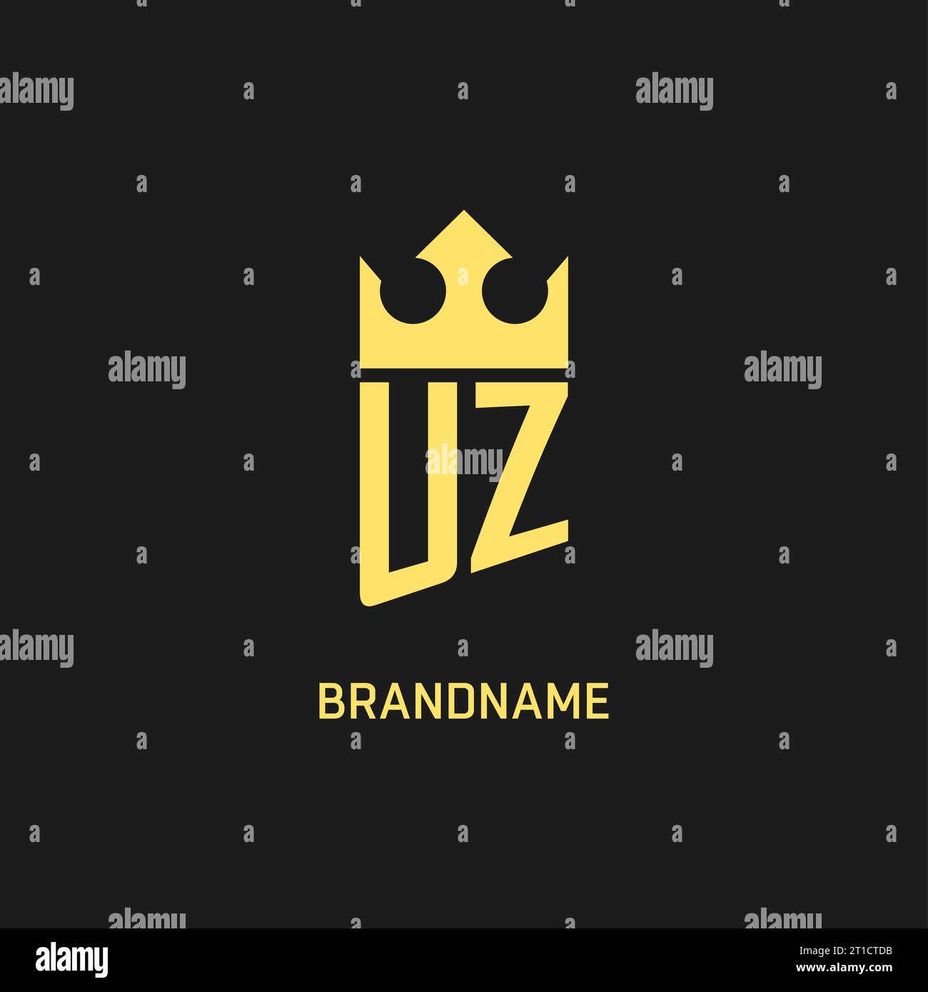Monogram UZ logo shield crown shape, elegant and luxury initial logo ...