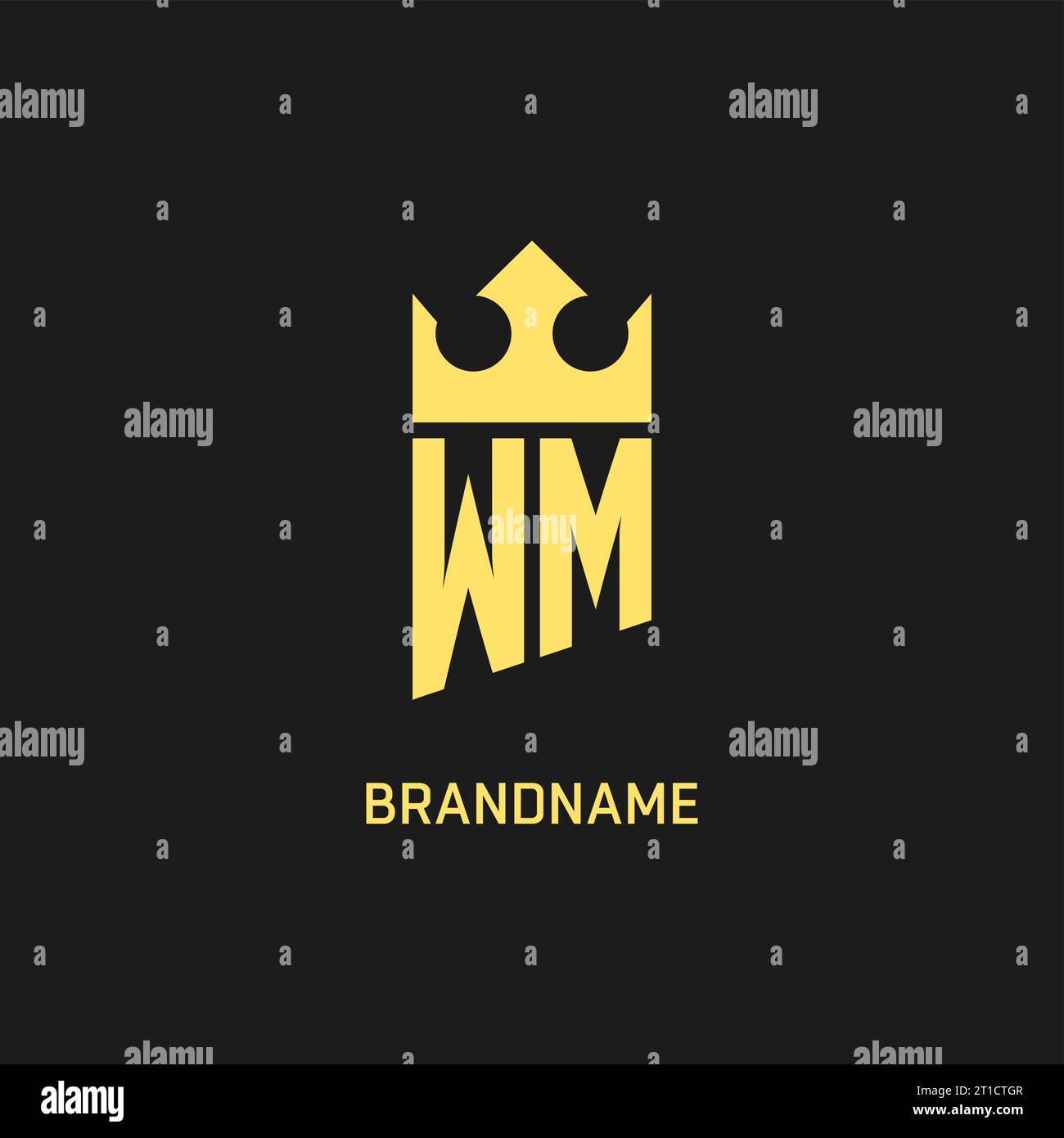 Monogram WM logo shield crown shape, elegant and luxury initial logo style vector graphic Stock ...
