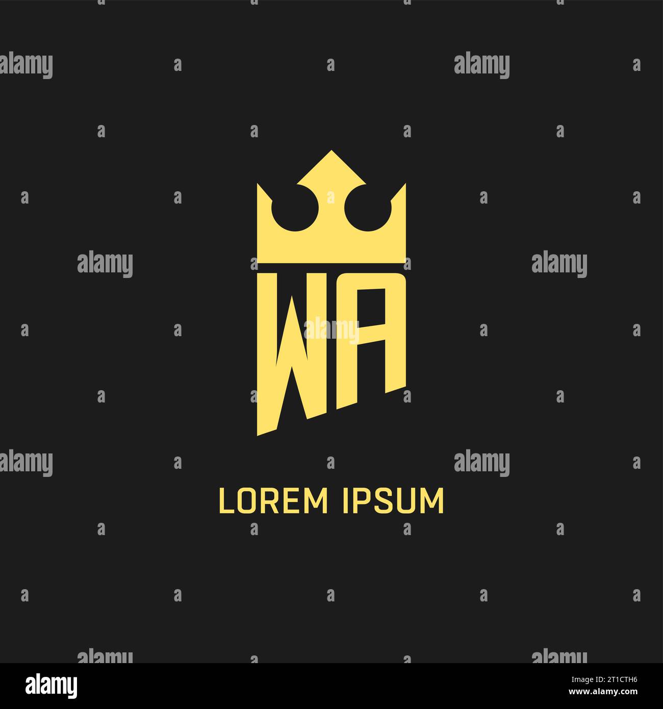 Monogram WA logo shield crown shape, elegant and luxury initial logo style vector graphic Stock ...