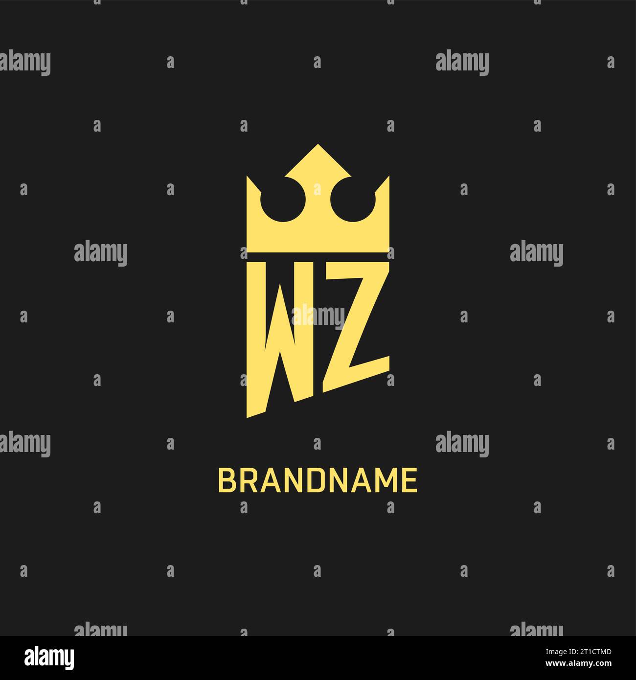 Monogram WZ logo shield crown shape, elegant and luxury initial logo ...