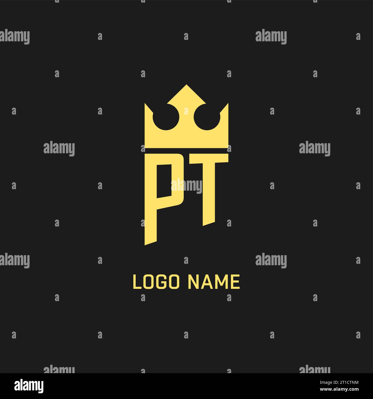 Monogram PT logo shield crown shape, elegant and luxury initial logo style vector graphic Stock ...