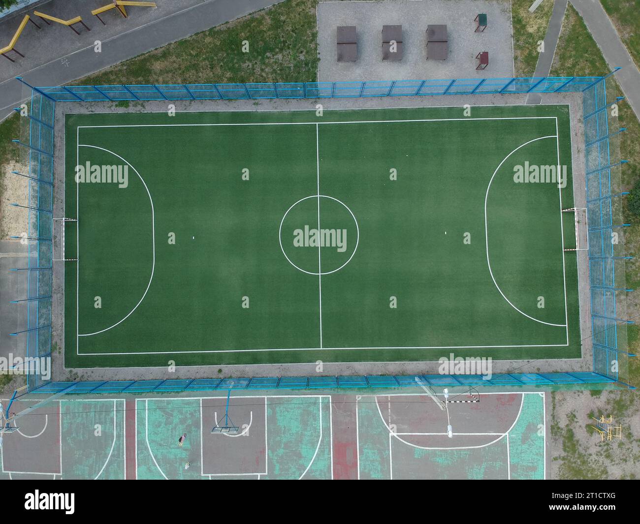 Aerial view of a football court. drone photo Stock Photo - Alamy