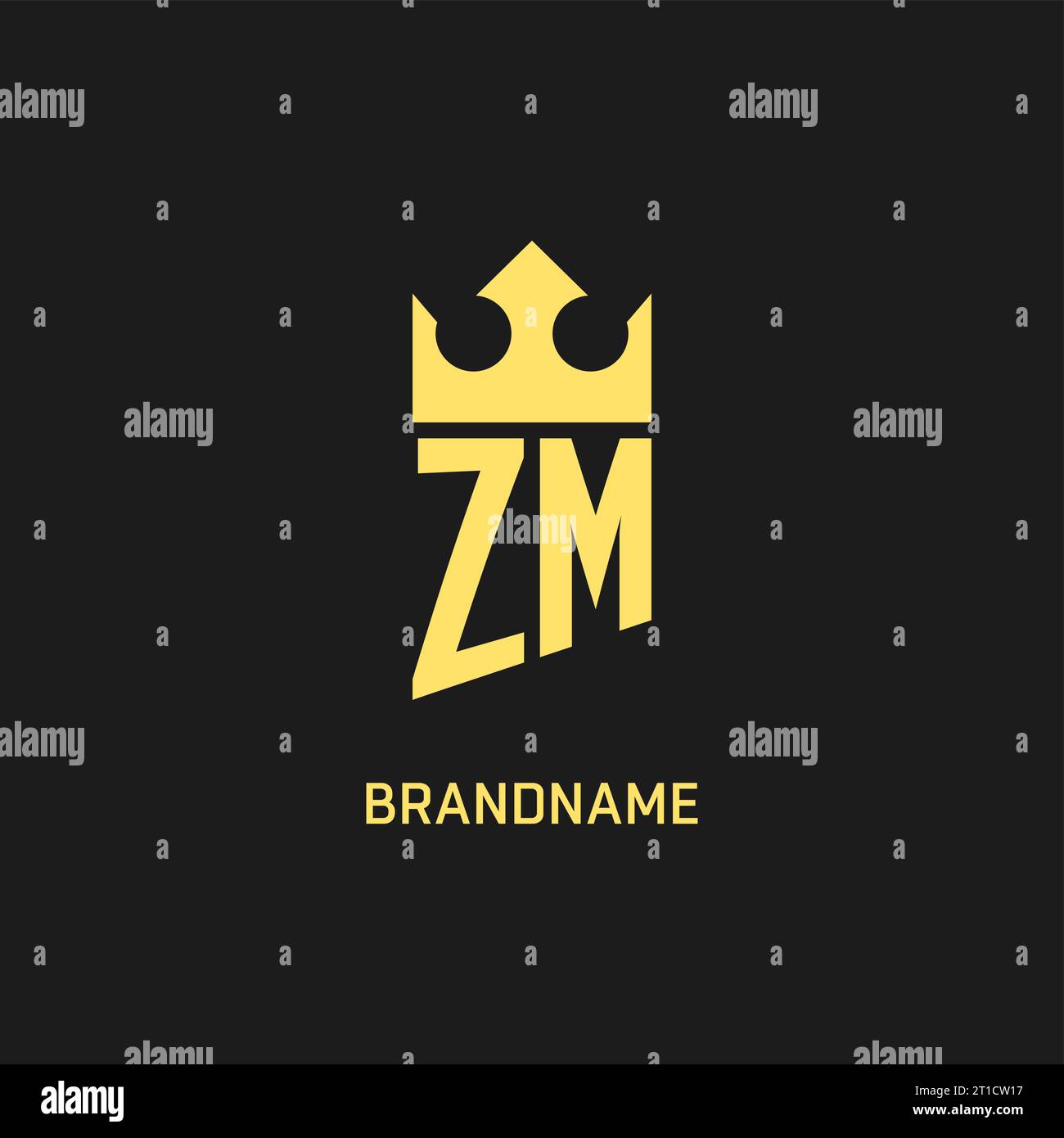 Monogram ZM logo shield crown shape, elegant and luxury initial logo style vector graphic Stock ...