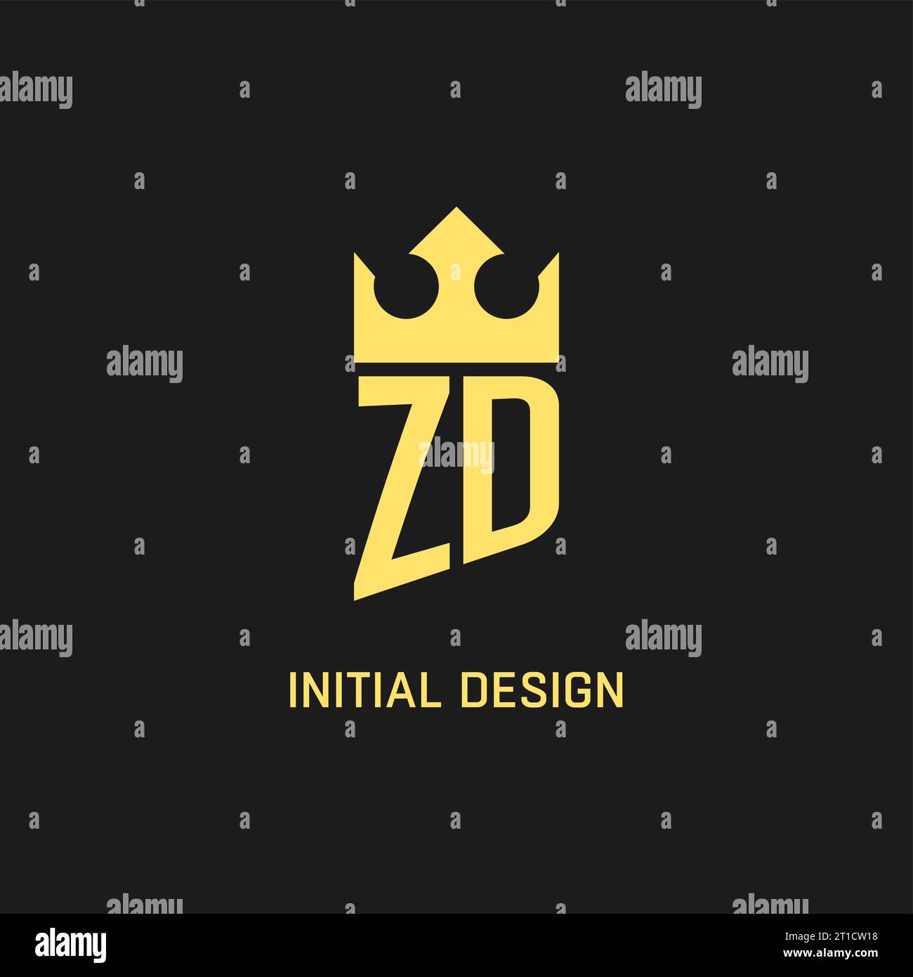 Monogram ZD logo shield crown shape, elegant and luxury initial logo style vector graphic Stock ...