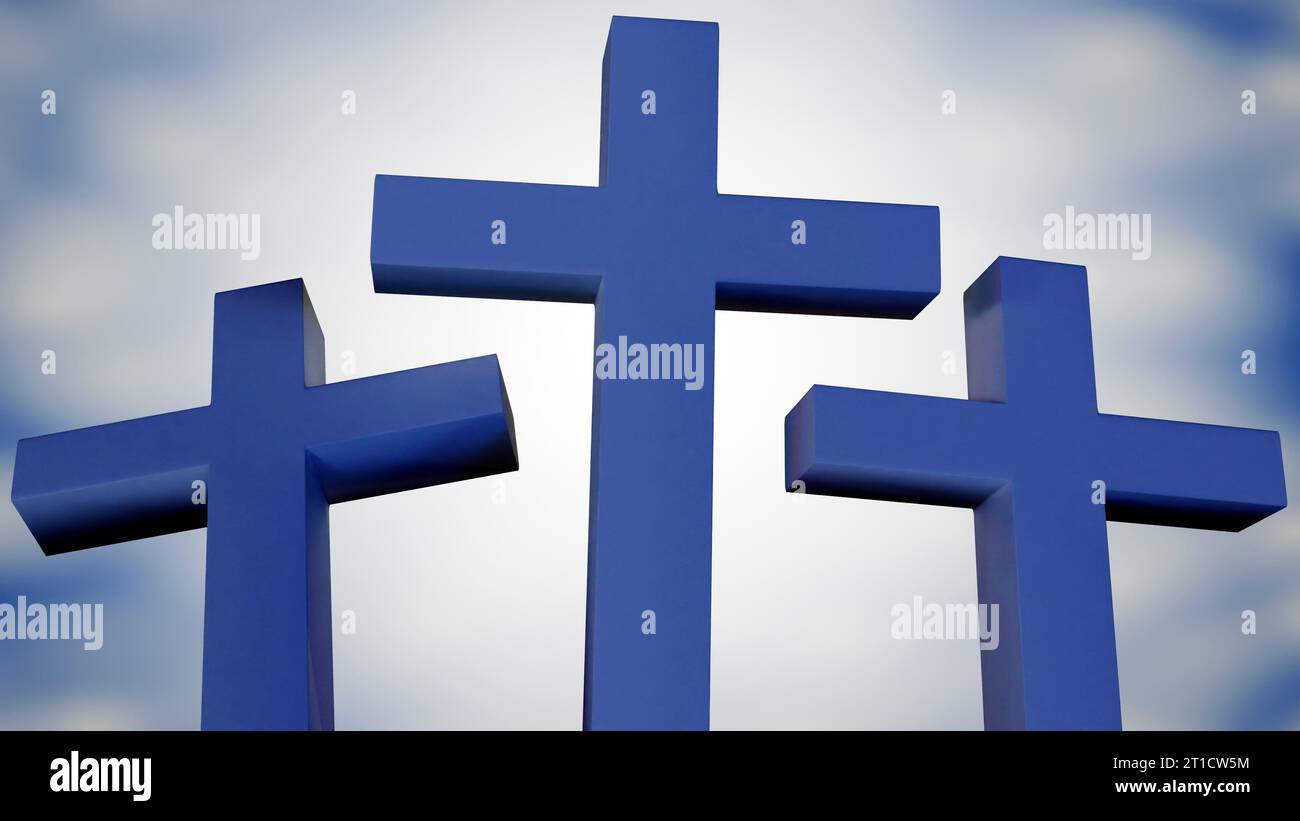 three cross in the heavenly sky background 3d rendering Stock Photo - Alamy