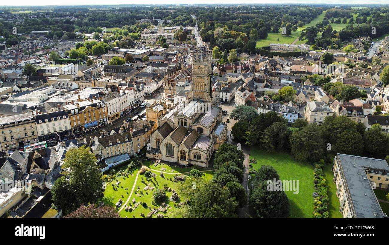 Cirencester in The Cotswolds, aerial drone photo Stock Photo - Alamy