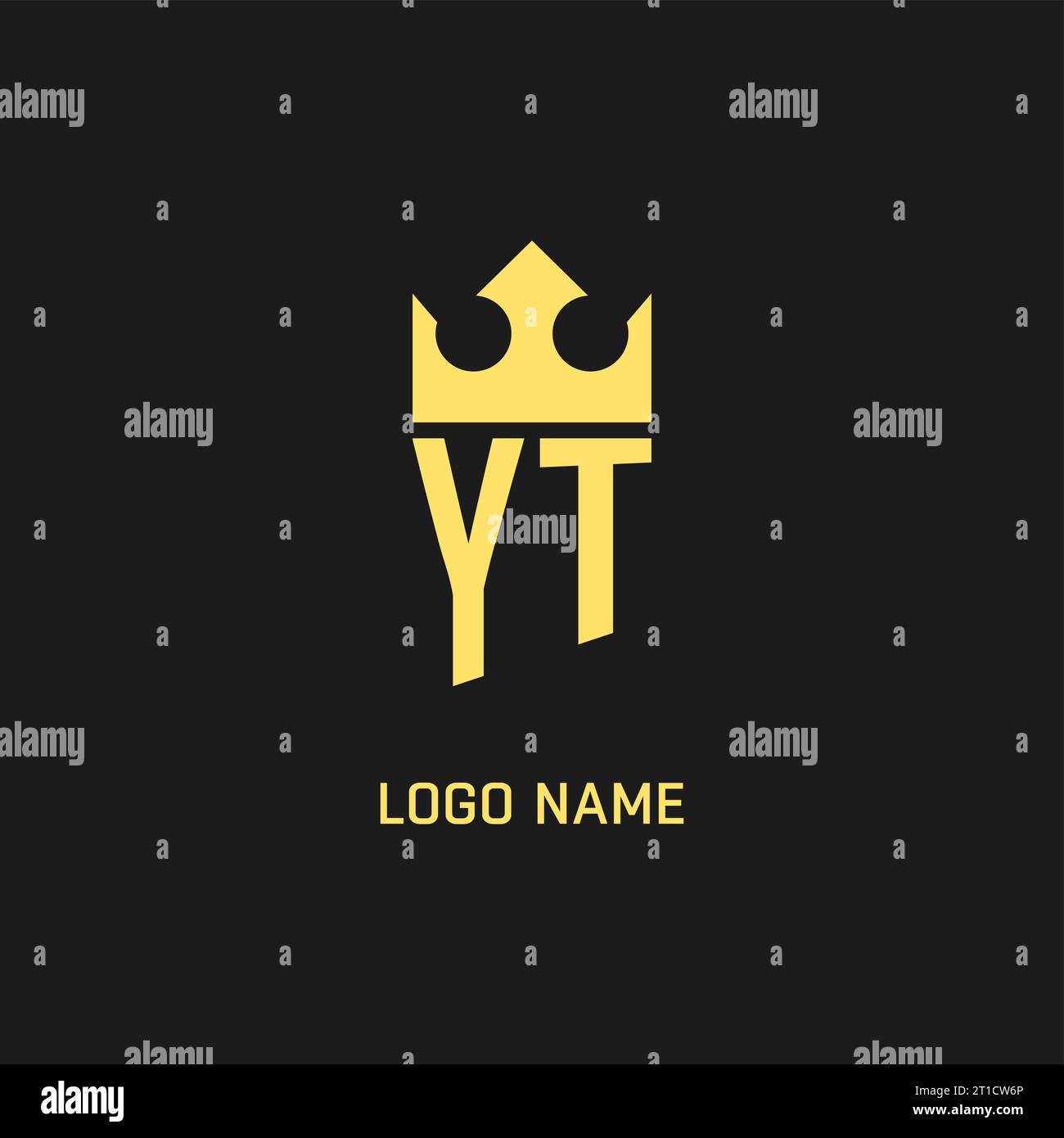 Monogram YT logo shield crown shape, elegant and luxury initial logo style vector graphic Stock ...