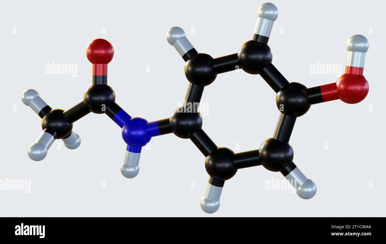 Isolated paracetamol molecule. paracetamol is an analgesic and ...